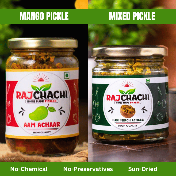 Mango & Green Chilli Pickle Combo Pack of 2 - 200gms Each